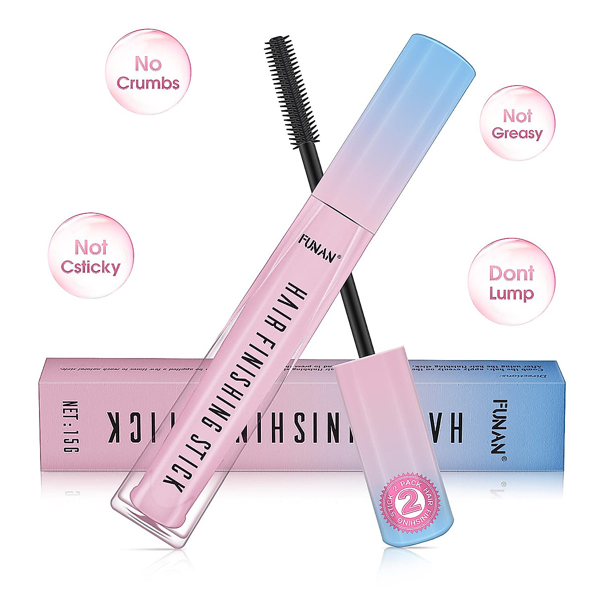 Hair Finishing Stick 2 Pack, Flyaway Feel Stick Hair, Small Broken Hairs Finishing Cream, Non-Greasy and Non-Sticky