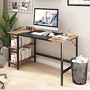 SogesHome 55inches Home Office Computer Desk with 2-Tier Storage Open Shelves, Living-Room Small Space PC Table Gaming Study Desk Workstation Writing Table Makeup Desk for Work, Study, Art, Makeup