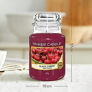 Yankee Candle Black Cherry Scented, Classic 22oz Large Jar Single Wick Candle, Over 110 Hours of Burn Time, Ideal for Home Décor and Gifting