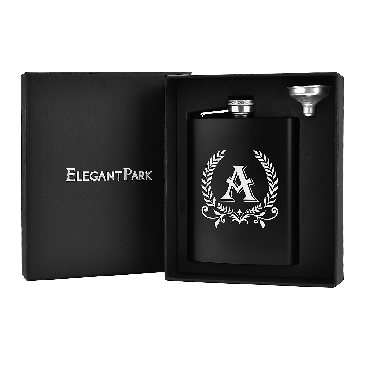 ELEGANTPARK Hip Flasks for Liquor for Men with Initials Monogrammed Gifts for Men Birthday Personalized Gifts for Him Groomsmen Dad Engraved Hip Flask with Funnel 8 OZ Letter A