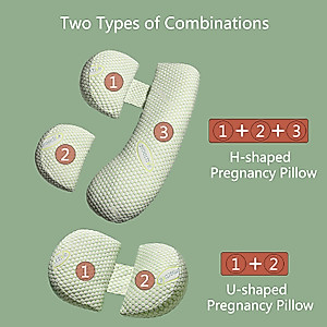 KAILE Pregnancy Pillows for Sleeping, Maternity Pillow for Pregnant Women with Detachable and Adjustable Pillow Cover - Support for Belly, Back, Legs, HIPS