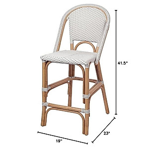 Home Square 25.5" Rattan Bistro Counter Stool in White - Set of 3