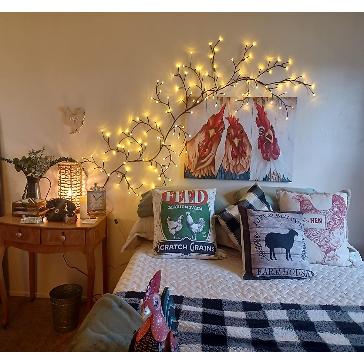 NIDISETPJAS Enchanted Willow Vine Lights with Remote, Christmas Swags Decorations Indoor Room Decor, 18 Branches 144 LEDs Lighted Willow Vine Lights for Walls Bedroom Home Decor