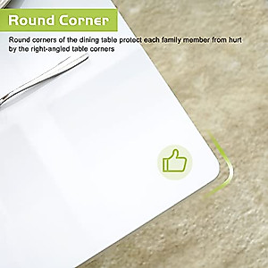 ivinta Modern White Dining Table, High Glossy Dining Room Table for 4/6, Glass Desk Table for Small Space, 55 inches Rectangular Dinner Table for Kitchen, Dining Room, Living Room (White)