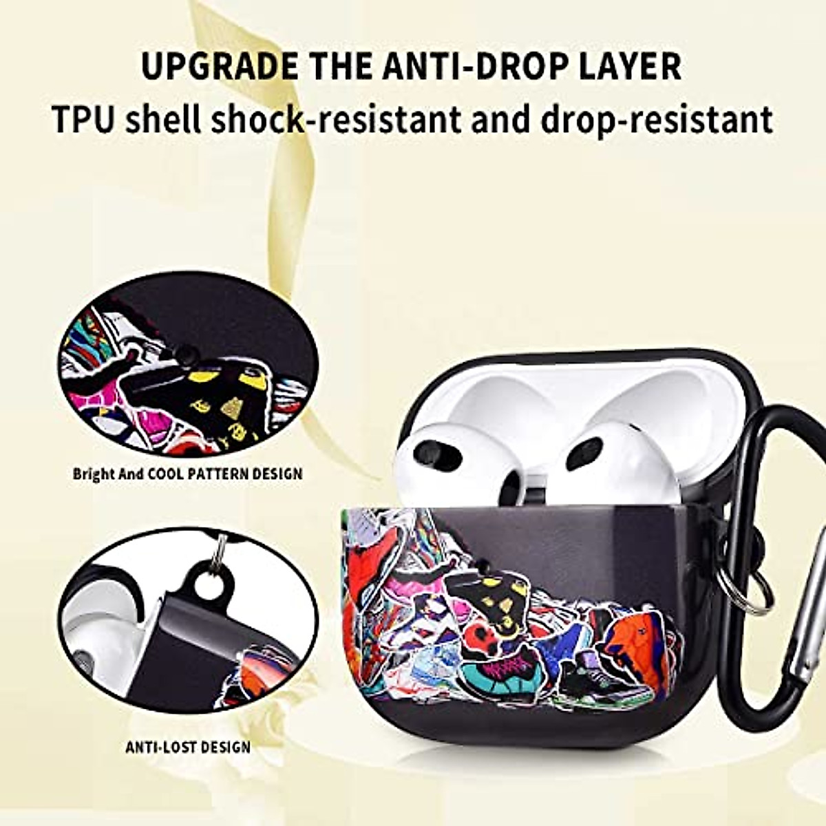 Case for AirPod 3, Sports Shoes Design TPU Protective Accessories Skin with Keychain Compatible with Apple AirPods 3rd Generation for Cool Men Boys Teen Girls