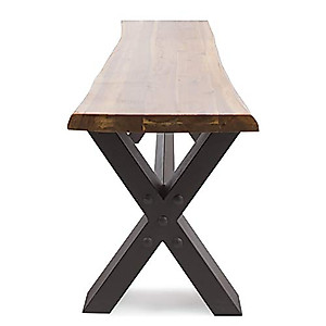 Christopher Knight Home Sanibel Outdoor Acacia Wood Dining Bench, Teak Finish / Rustic Metal