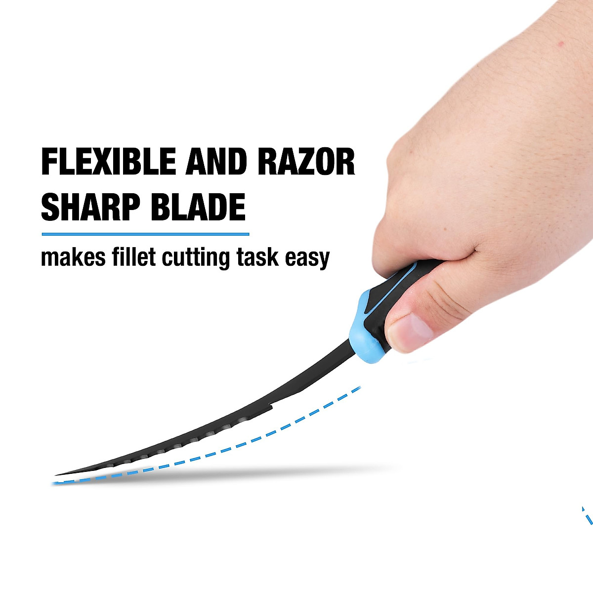 FLISSA Fish Fillet Knife, 5" Fishing Knife & Bait Knife with Protective Sheath, Non-Slip Handle, Belt Clip and Razor Sharp 8Cr13MoV Stainless-Steel Blade, Boning Knife for Meat Cutting Butchering