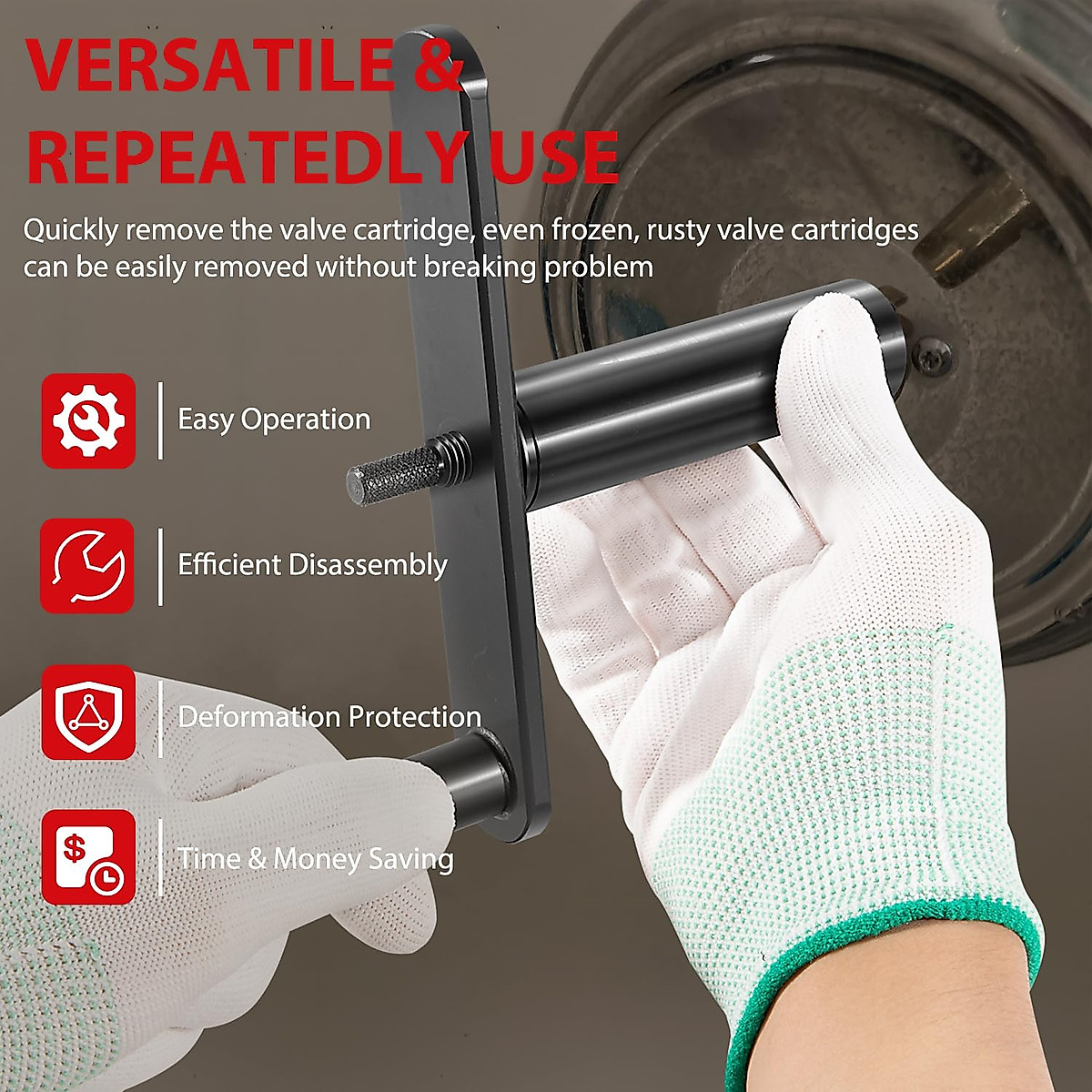 999150 Professional Cartridge Extractor Tool, Cartridge Removal Tool, Cartridge Puller Fit For Moen 1200 1222 & 1225 Posi Temp Series Cartridge 999150-6