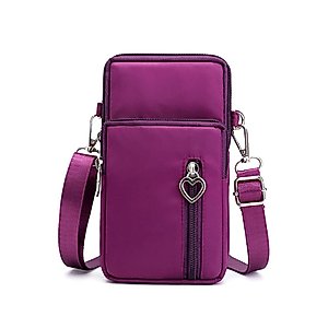 Cell Phone Crossbody Bag Purse Wallet Case Shoulder Bags Armband Arm Bands for iPhone 11 12 13 Pro Max 13 Mini SE/Samsung Galaxy S22 S21 S20 S10 Plus A52 A10s A01 A10e/ TCL A3 A30 10L (Purple)