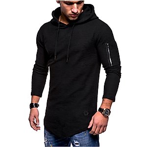 Rela Bota Mens Fashion Workout Hooded T-Shirts Hoodies Casual Sport Athletic Long Sleeve Gym Pullover Tops Black