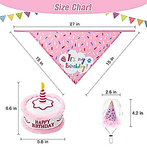 Dog Birthday Bandana Set - Cute Hat and Squeaky Cake Toy for Birthday Party Supplies Gift - Great for Small Medium Large Dogs Pink