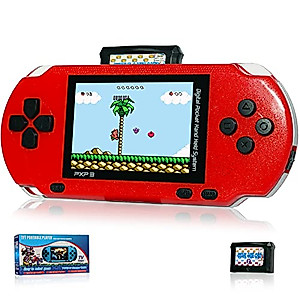YUAN PLAN Handheld Game Console for Children, 288 Retro Classic Games 3.0" LCD Screen Portable TV Output Video Game Player with Type-C Port Rechargeable Battery and Two Game Cartridges for Kids Red