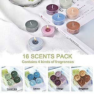 Sungmor 16 Pack Tea Lights Scented Candles, Small Premium Scented Tea Warmer Candles, Aromatherapy Relaxing Mini Tealight Candles for Beauty Salon Home Office, 100% Natural Soy Wax No Lead Smokeless