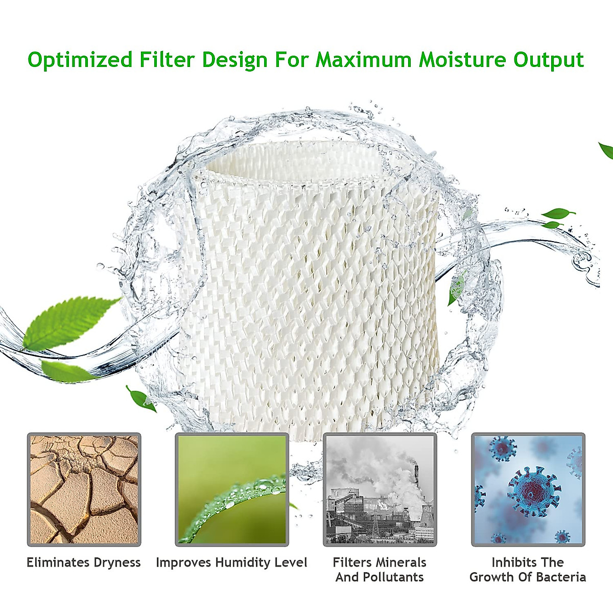 Humidifier Wicking Filters Hisiruil 4 Pack Premium Replacement Filter for Vicks Filter WF2 Humidifier V3100, V3500, V3500N, V3600, V3700, V3800, V3850, V3850JUV, V3900, HCM-300T, HCM-315T, HCM-350