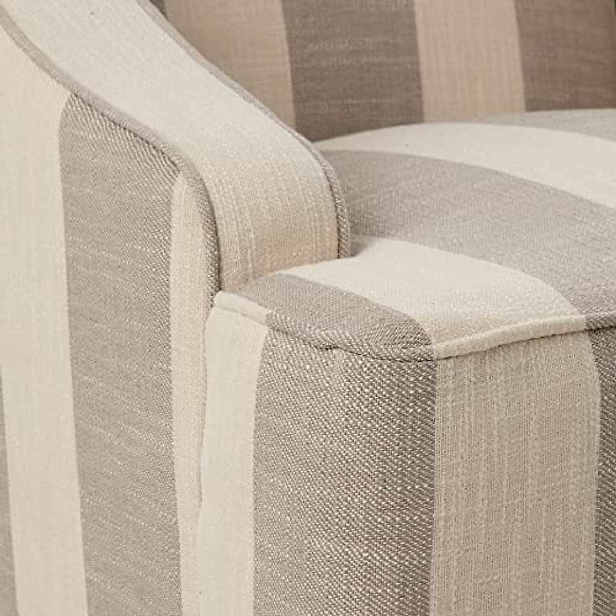 HomePop Velvet Swoop Arm Accent Chair, Grey Awning Stripe