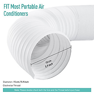 AGPTEK Exhaust Hose for Portable Air Conditioner, 5.9 Inch Diameter AC Vent Hose, Replacement for 5.9 inch Exhaust Vent Tube - Clockwise Thread, 59 Length