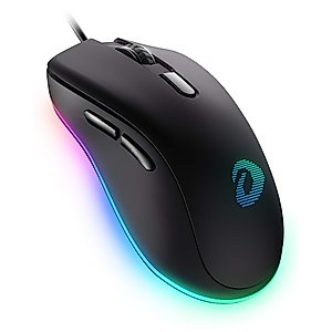 DAREU Wired Gaming Mouse, 6400DPI,6 Programmable Buttons, Ergonomic RGB Gaming Mouse with 16.8 Million Chroma 7 Backlit for PC, Laptop, and Notebook