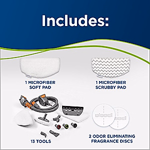 Bissell PowerFresh Lift-Off Pet Steam Mop, Steamer, Tile, Bathroom, Hard Wood Floor Cleaner, 1544A, Orange