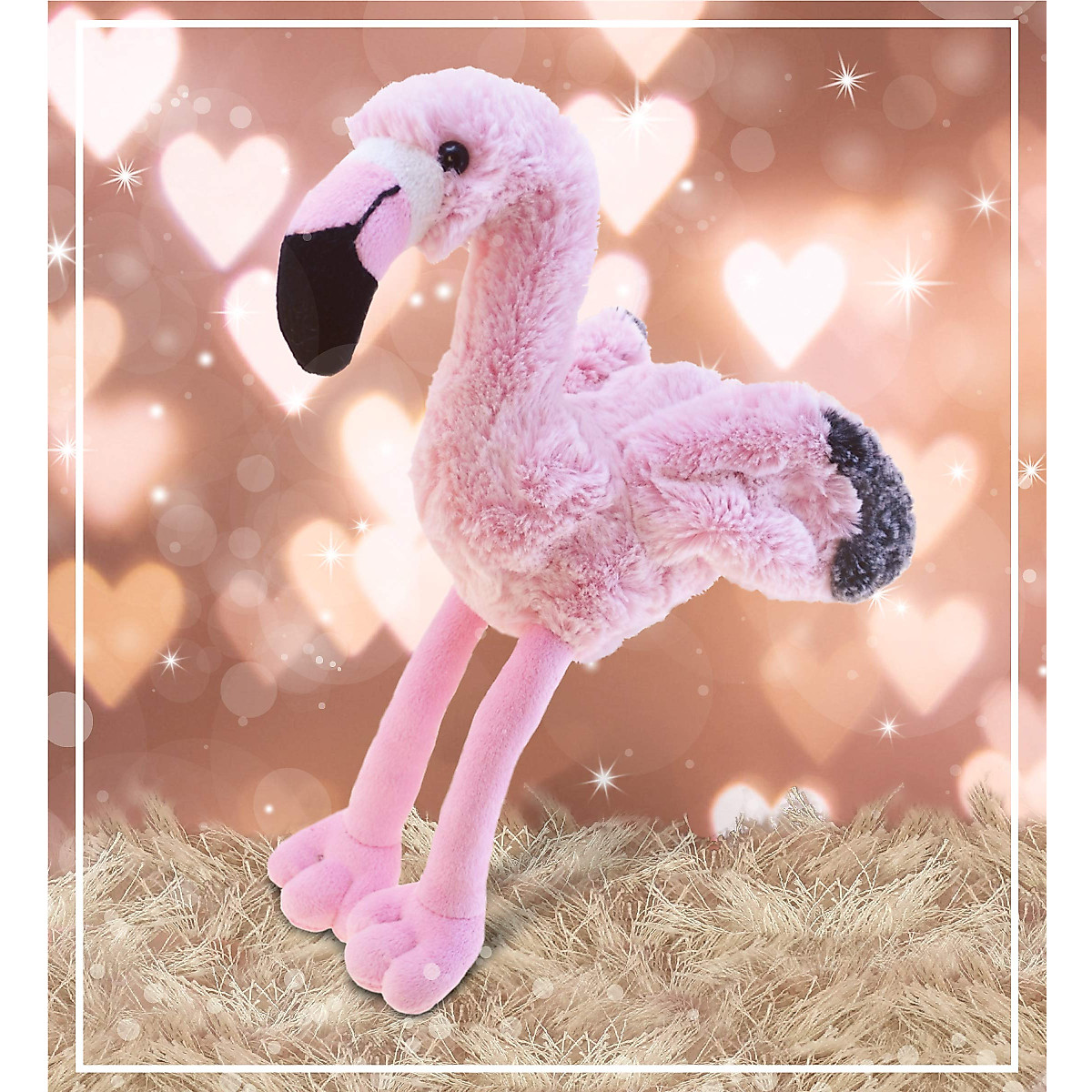 Puzzled Super Soft Pink Flamingo Plush, 8"