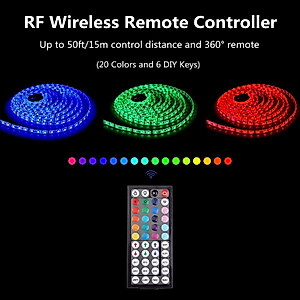 SENYERGIANT LED Strip Lights, 32.8 ft RGB Led Light Strip 600 LED 5050 SMD IP65 Waterproof RGB Flexible Light Strip Kit with 44 Key IR Remote RGB Controller, Strengthen Tape, 12V 5APower Supply12