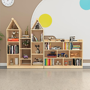 ChubanCraft 3 Tier Storage Cabinet Organizer Wooden Kids Bookshelf Toy Shelf Wood Open Display Cabinet Storage Bookcase Gift Natural (45.27" L x 11.81" W x 59.84" H)