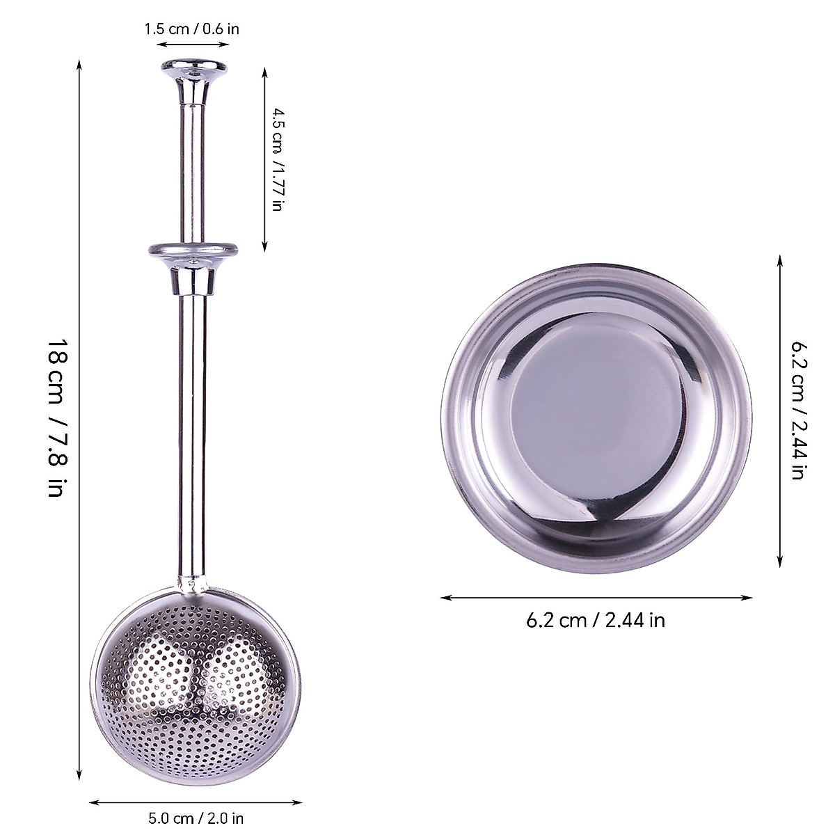 meeggrace Sugar Shaker, Flour Sifter, Flour Duster for Baking, 304 Stainless Steel Powdered Sugar Spring Duster for Baking, Flour, Spices and Tea Strainers, Household utensils, Namely, Strainers.