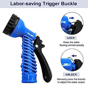 Garden Hose Water Pipe Expandable - 50FT Water Hose with 7 Function Spray Nozzle, Easy to Use, Outdoor Magic Hose Suit for Gardening Washing, Blue