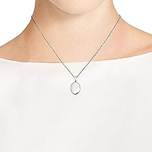 AeraVida Minimalist Engrave Keepsake Memory Holder Sterling Silver Polished Oval Locket Necklace, 16 inch
