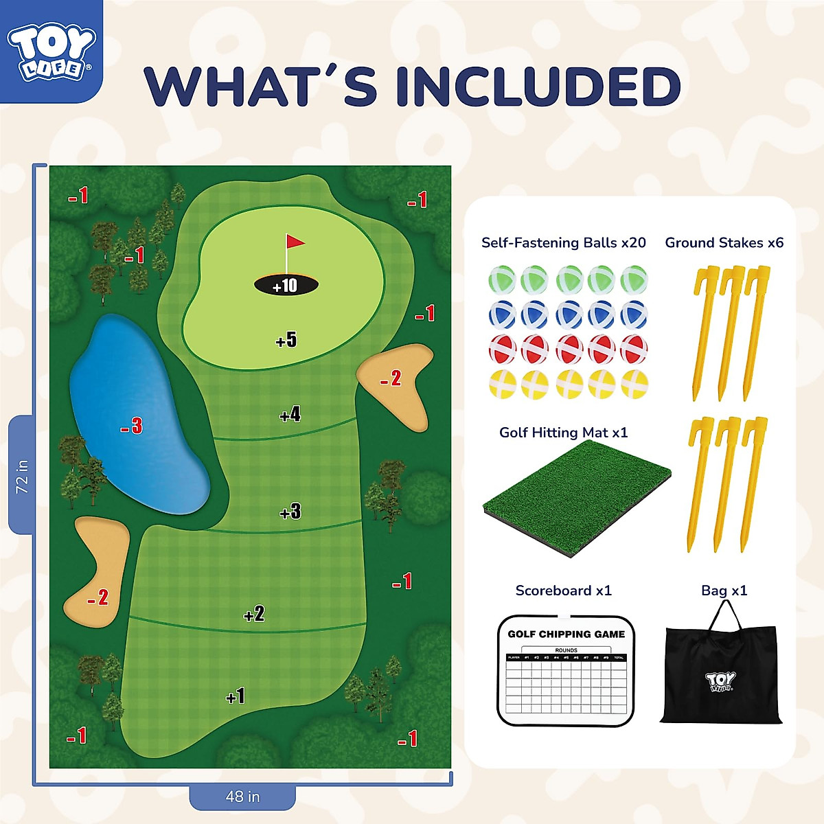 TOY Life Chipping Golf Practice Mats Golf Training Mat Indoor Outdoor Games for Adults Family Kids Outdoor Play Equipment Stick Chip Backyard Game (Copyrighted)(No Club Included)