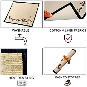 Silanto Coffee Bar Mat, Coffee Station Decor Fabric Coffee Mat for Coffee Bar Home Decor Daily Use 20x14inch… (Life begins after coffee)