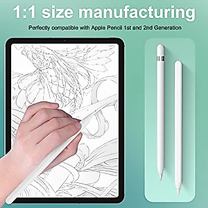 6 Pack [Pen Like] Pencil Tips for Apple Pencil 1st 2nd Generation Replacement Nibs No Wear Out Durable Fine Point Tip Compatible for Apple Pen White