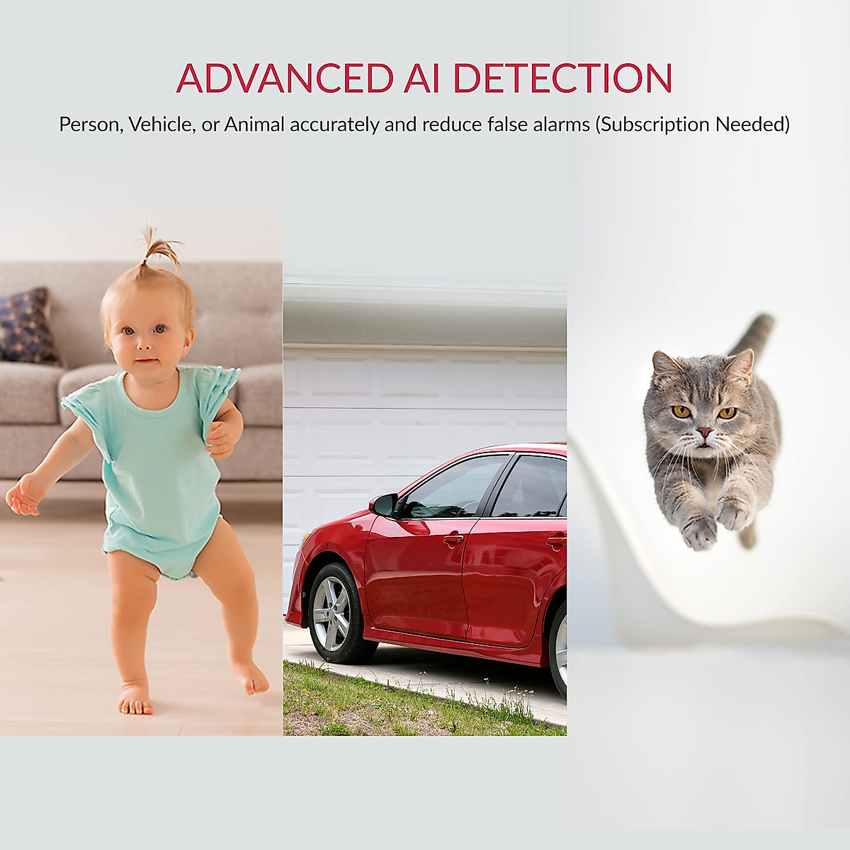 YI Pro 2K Home Security Camera, 2.4Ghz Indoor Camera with Person, Vehicle, Animal Smart Detection, Phone App for Baby, Pet, Dog Monitoring, Works with Alexa and Google Assistant