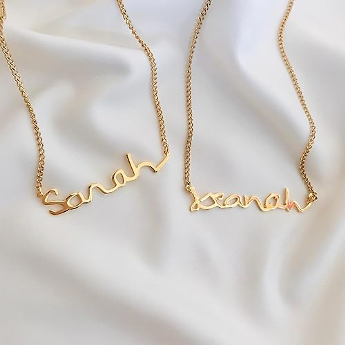 Caitlyntrend Name Necklace Personalized, Minimalist Custom Name Necklace, 18K Gold Plated Nameplate Pendant Customized Jewelry Gifts For Women (Name Necklace 1)