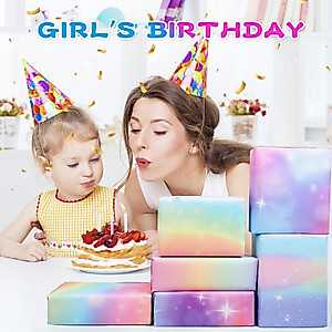 Girls Wrapping Paper Birthday Gift Wrap Set,Birthday Wrapping Paper Sheets,Fairy Wrapping Paper for Girl Women Female Girly Birthday Paper Birthday Wrap Present Wrap Gift Wrapper Gift Wrapping Paper,6 sheets