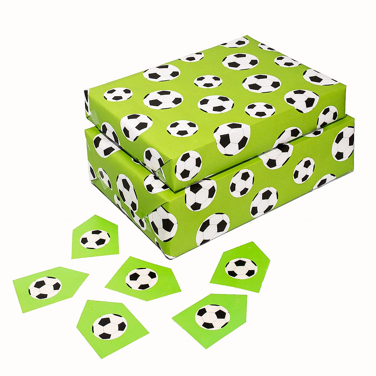 CENTRAL 23 - Fun Wrapping Paper for Boys - 6 Sheets of Birthday Gift Wrap - Soccer - Football Wrapping Paper - For Girls - Green White - Recyclable