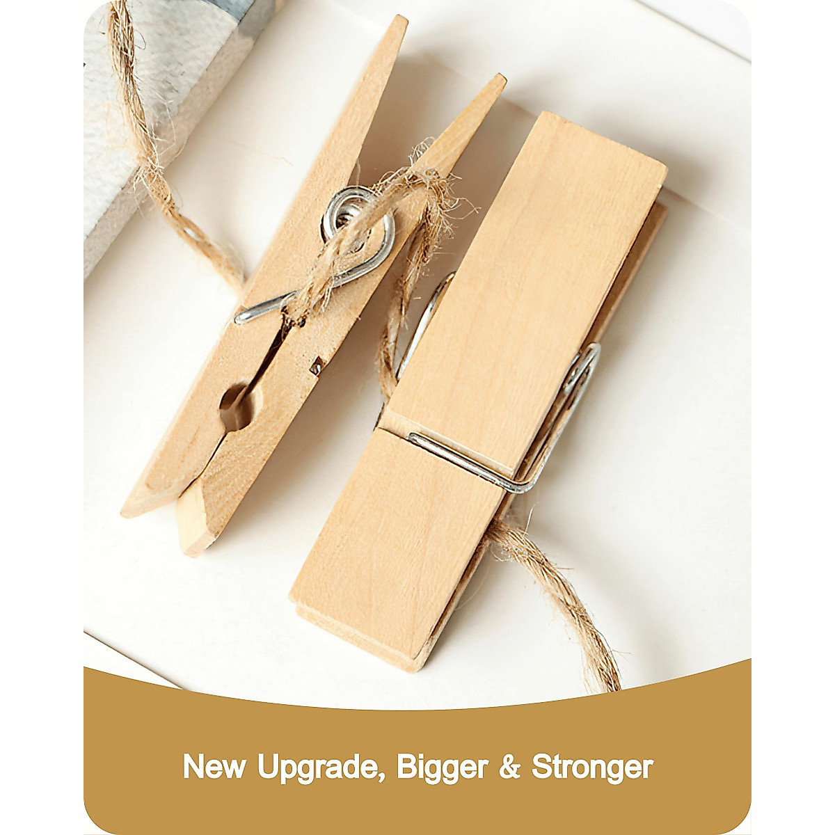 Clothes Pins, Sturdy and Heavy Duty Natural Wood Clips Wooden Clothespins for Hanging Clothes Photo Pictures Crafts Small Classroom Decorative Peg, 30 PCS