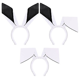 AUUABEARONN 5 Pcs Bunny Costume Set, Rabbit Ear Headband Bow Tie Cuffs Rabbit Tail for Halloween Costume Cosplay Party White