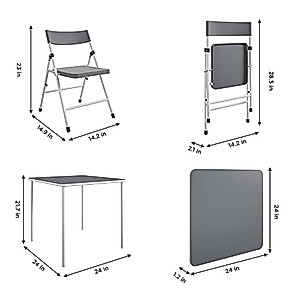 CoscoProducts Kid's 3-Piece Activity Set, Table and 2 Folding Chairs, Pinch-Free Design, Easy to Clean, Multi-Purpose, Easy to Assemble, Portable, Great for Snacking, Homework, & Games, Grey