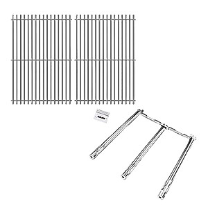 QuliMetal 7639 Cooking Grates and and 69787 Grill Burner for Weber Spirit I and II 300 Series Grills with Front Controls