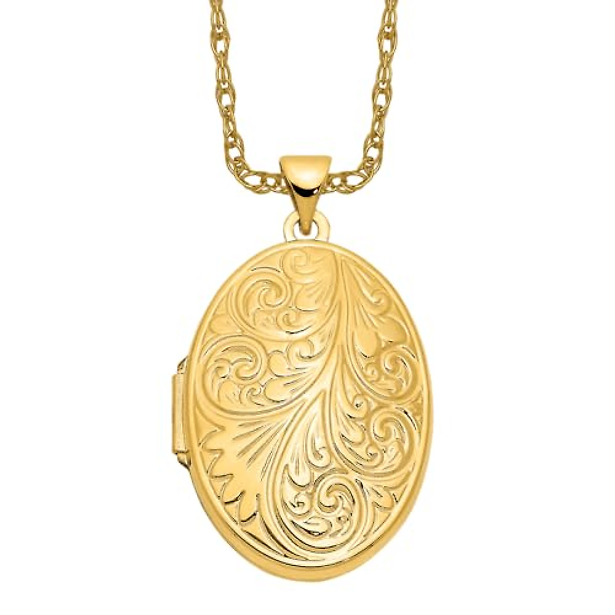 IceCarats 14K Yellow Gold Oval Personalized Photo Locket Necklace Charm Pendant 33.5mm x 19.65mm Only