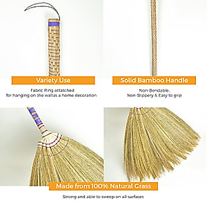 SN SKENNOVA Asian Broom for Cleaning Floor / Handheld Household Broom for Outdoor and Indoor : House Broom - Hardwood Sweeper with Brush Power and Circle Cleaning (Random)