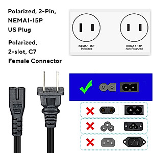 Guy-Tech 6ft AC in Power Cord Outlet Socket Plug Cable Lead for Bose Solo TV Sound System Model Number 410376 Set top Box soundbar Sound bar