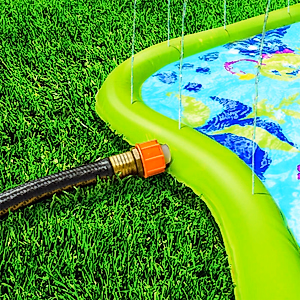 Banzai Splish 'N Splash Kids Inflatable Outdoor Water Park Play Mat with Water Slide, Rainbow Canopy, Starfish Stacker, and Sprinklers