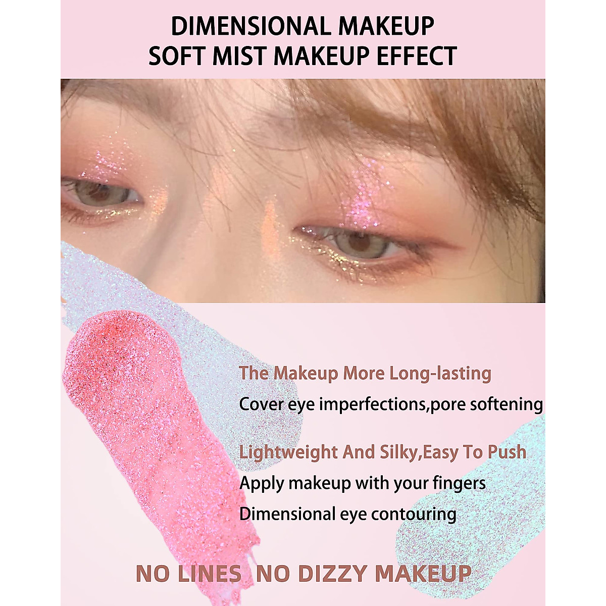 LYSdefeu Glitter Eye Shadow Set - 3Pcs Shimmer Metallic Chameleon Liquid Eyeshadow Kit, Lightweight Water Texture, Quick Drying Long Wearing Eyeshadow,Halloween Glitter Eye Makeup for Women Girl