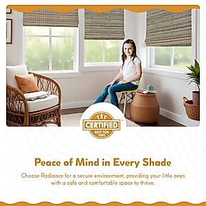 Radiance Cordless Bamboo Roman Shades for Windows - Flatstick Bamboo Blinds for Reduce Bright Light - Bamboo Roman Shades for Home & Offices - Driftwood - 34" W x 64" L - (2208858E)