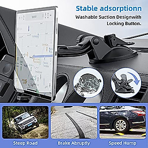 Magnetic Car Tablet Mount, Car Universal Dashboard Windshield Strength Suction Cup Car Phone Mount Holder with 360 Degree Rotating Super Strong Magnet TPU Suction Viscosity, for 4"- 10" Phones &Mounts