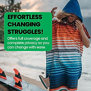 COR Surf Poncho Changing Towel Robe with Hood and Front Pocket | Thick Quick Dry Microfiber Wetsuit Poncho Towel for Surfing Beach Pool Swim (Medium - Retro Sand)