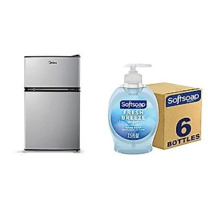 Midea WHD-113FSS1 Compact Refrigerator, 3.1 cu ft, Stainless Steel & Softsoap Liquid Hand Soap, Fresh Breeze - 7.5 Fluid Ounce (Pack of 6)