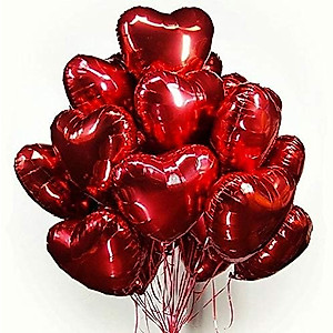 30 pcs Red Heart Balloons 18" Foil Love Balloons Mylar Balloons heart balloons for Valentines Day Propose Marriage Wedding Anniversary Backdrop Birthday Party Supplies