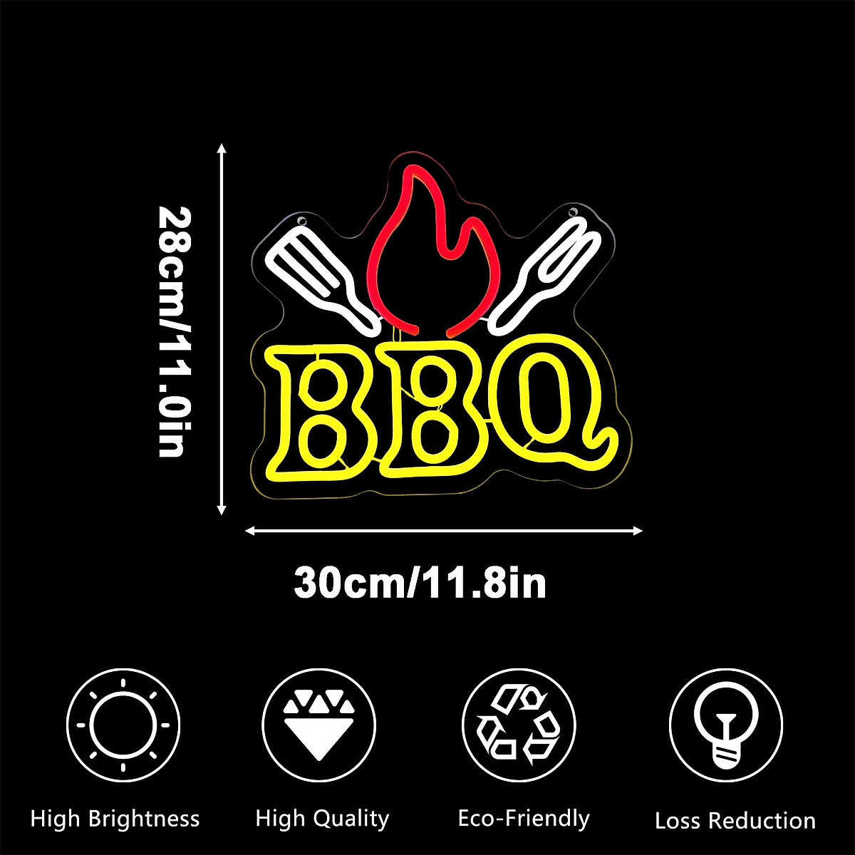 MEOMO BBQ Neon Lights Kebab Led Neon Sign Barbecue Shop Open Sign Wall Mounted Night Light for Barbecue Restaurant Neon Art Wall Hanging Decorative Usb With Switch